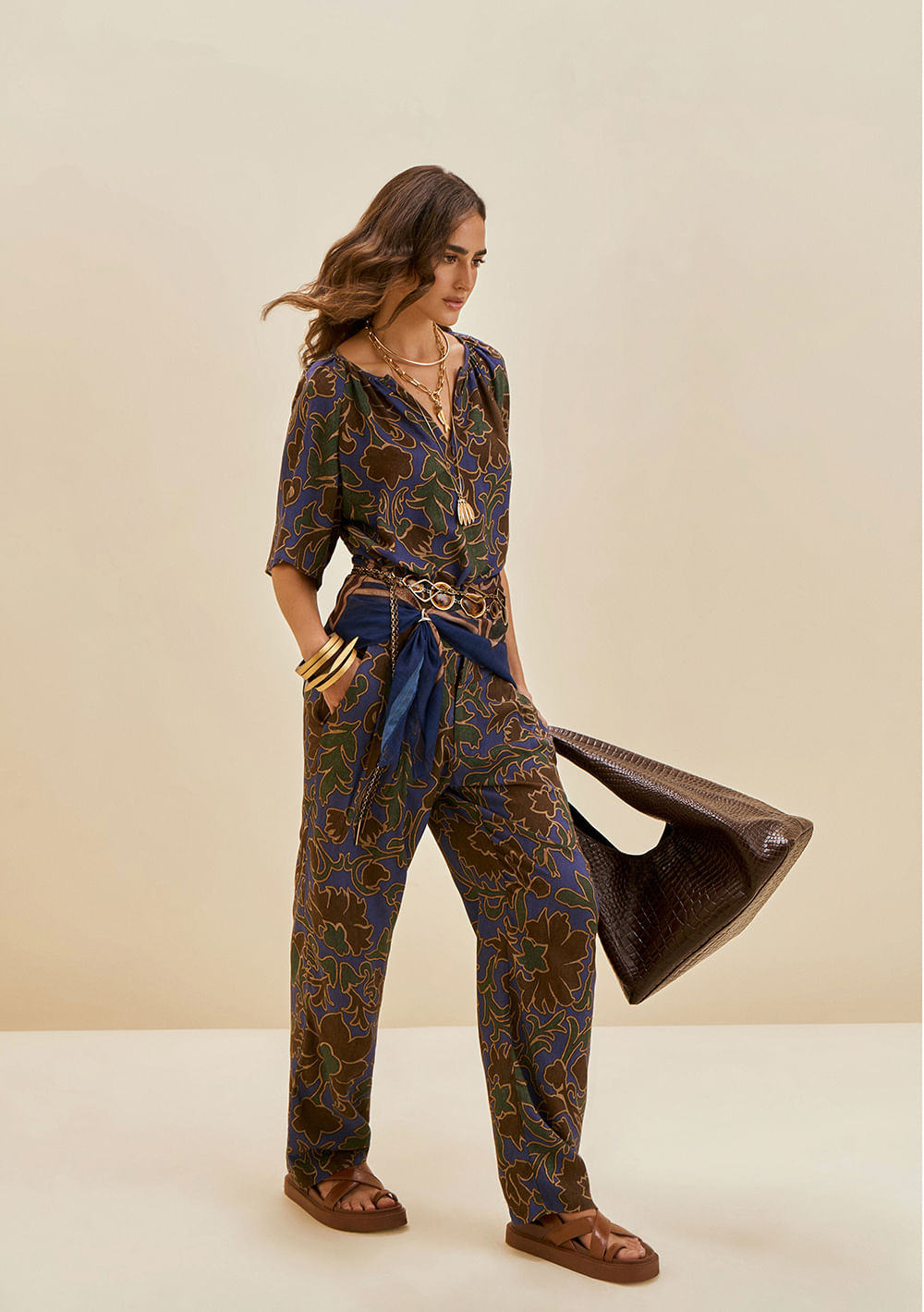 Calça Morena Rosa Reta Alta Azul