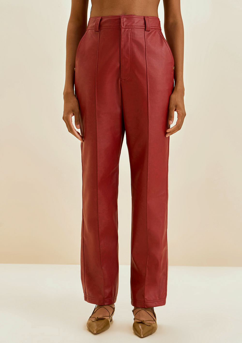 Calça Morena Rosa Reta Alta Bordo