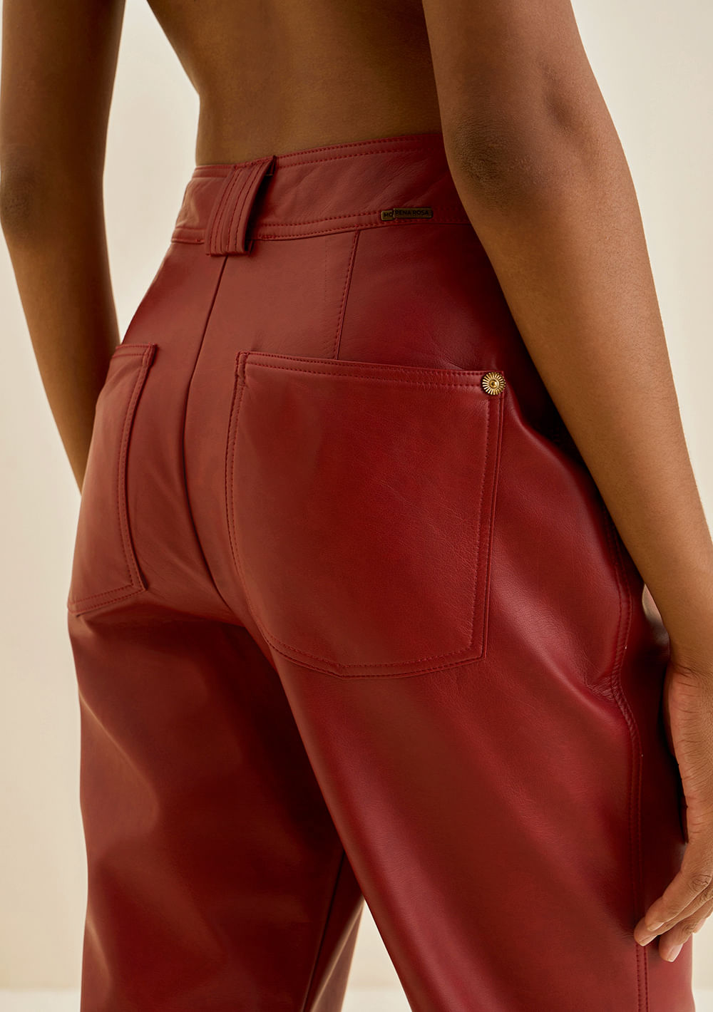 Calça Morena Rosa Reta Alta Bordo