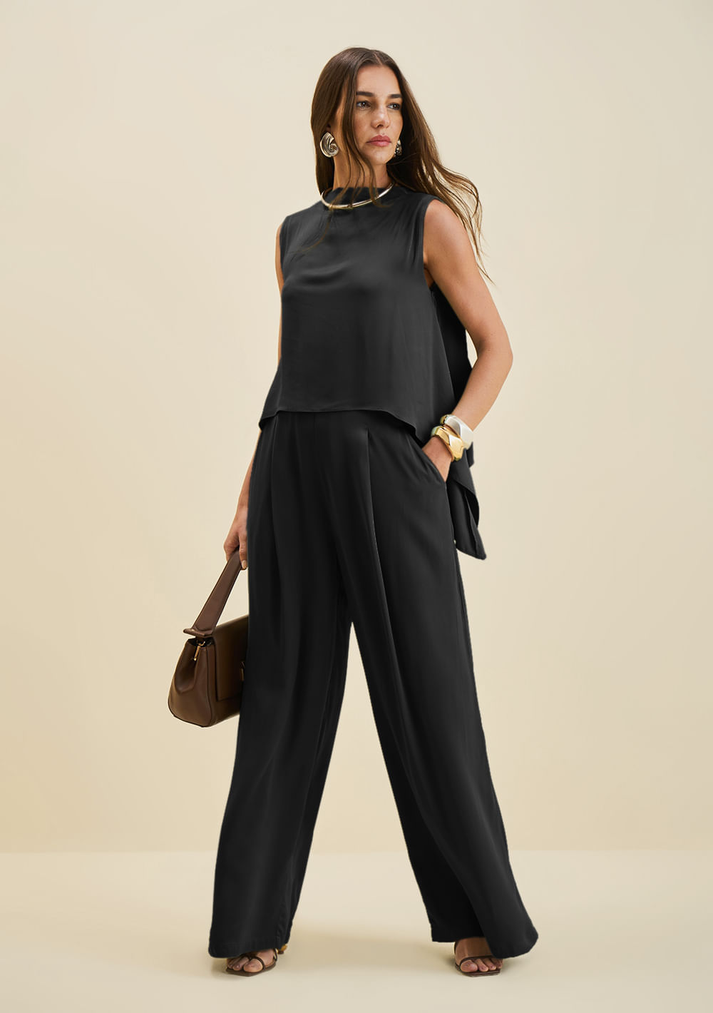 Calça Morena Rosa Reta Alta Preto