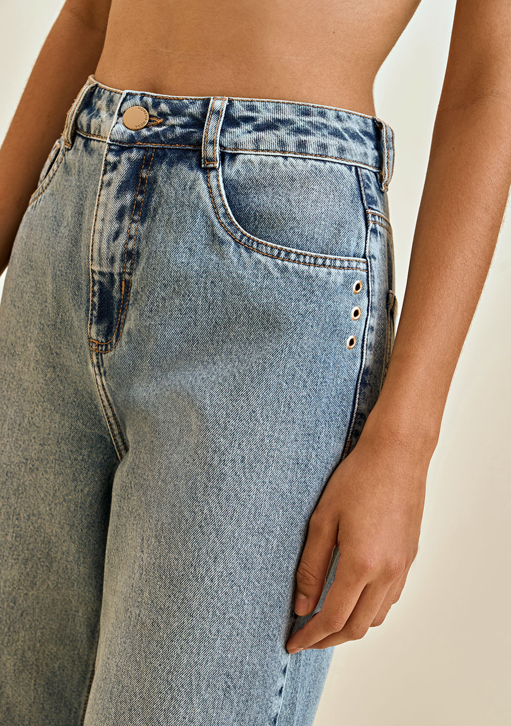 Calça Morena Rosa Reta Alta Azul