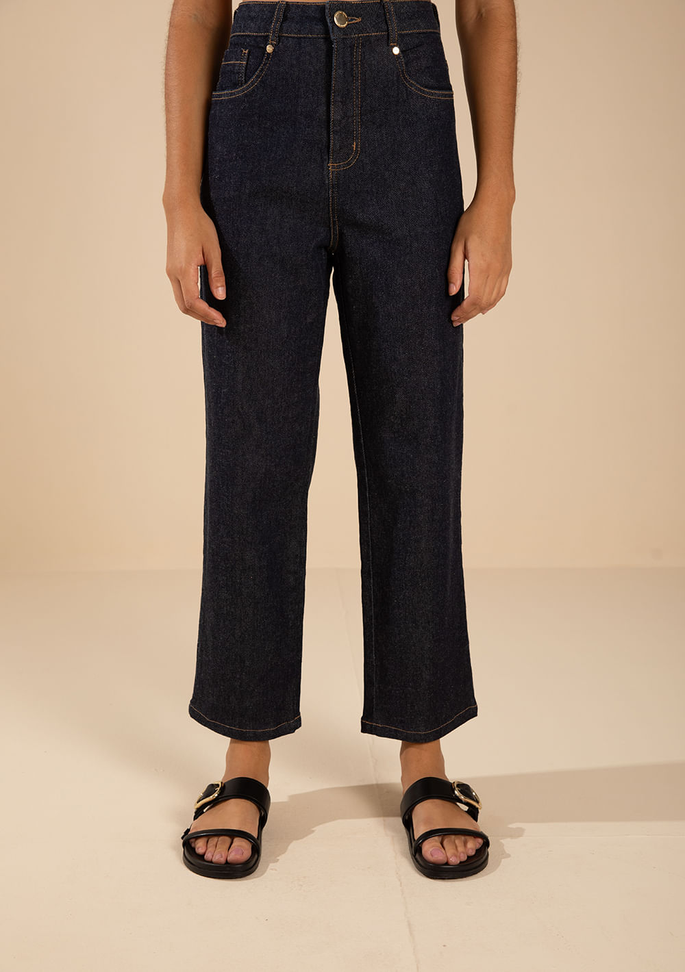 Calça Morena Rosa Reta Alta Azul